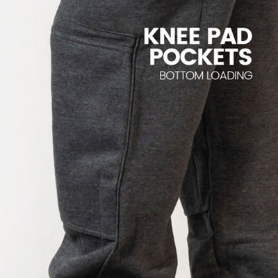 MIG Mens Grey Work Cargo Jogging Bottoms with Knee Pad Pockets (5XL)