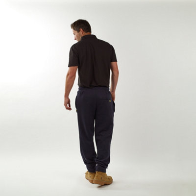 MIG Mens Navy Work Fleece Jogging Bottoms (S)
