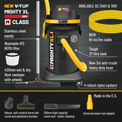 MIGHTY HSV -37L M-CLASS 240V INDUSTRIAL DUST EXTRACTION WET & DRY ...