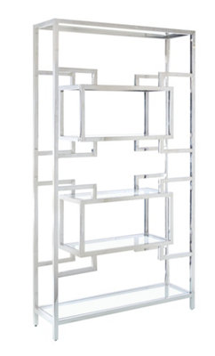 MiHOMEUK Labyrinth Stainless Steel Bookcase with Glass Inserts