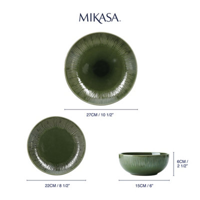 MIKASA JARDIN 12-PIECE STONEWARE DINNER SET, GREEN