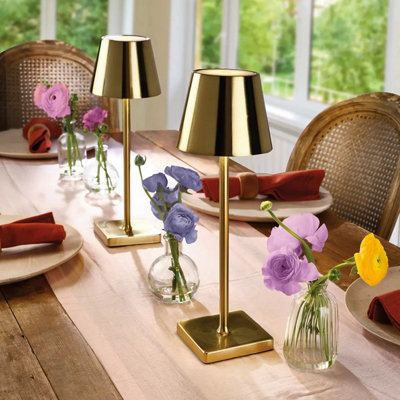 Mikasa Touch Control LED Lamp Set of 2 Rechargeable Metal Table Lamps ...