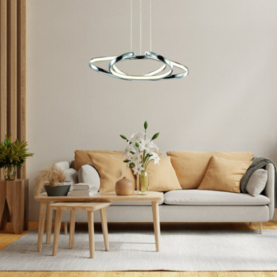 Milagro Craft Chrome LED Pendant Light 45CM Diameter Elegant Chrome ...