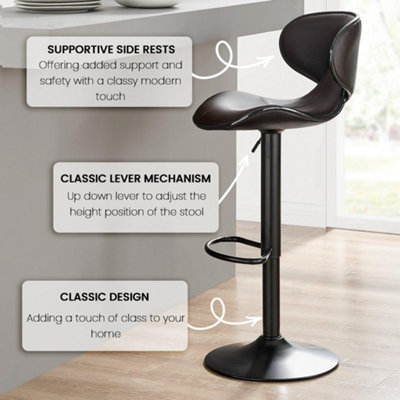 Milan 360 Swivel Adjustable Breakfast Bar Stools - Chocolate Brown ...
