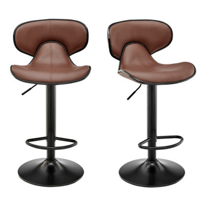 Milan 360 Swivel Adjustable Breakfast Bar Stools - Walnut Brown - Set ...