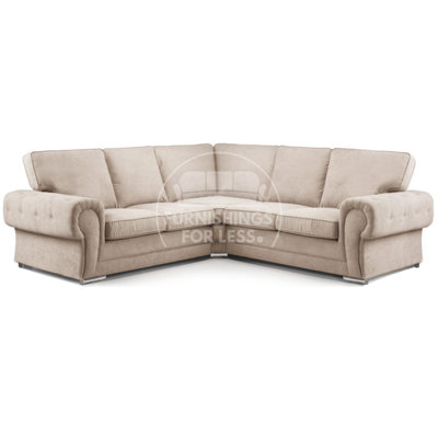 Milan 5 Seater L Shaped Corner Sofa Full Back Chesterfield Arms Mink 2 Corner 2