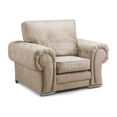 Milan Fabric 3 Piece Sofa Suite Mink Scatter Back Chesterfield Style