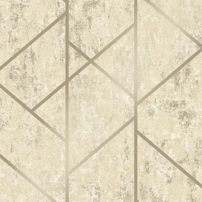 Milan Geo Metallic Wallpaper In Neutral And Gold | DIY at B&Q