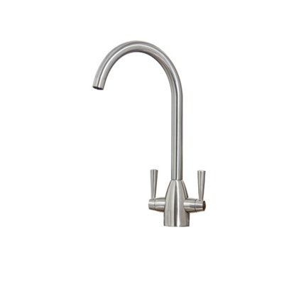 Milan Twin Lever Kitchen Mixer Tap In Brushed Nickel