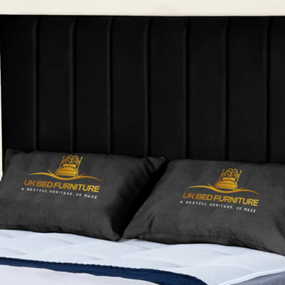 Milano Black Plush Valvet Upholstered Bed Frame Only - Slatted Base ...