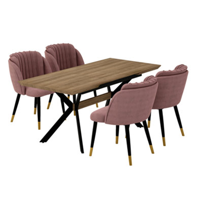 Milano Blaze LUX Extendable Dining Set, a Walnut Dining Table with 4 ...