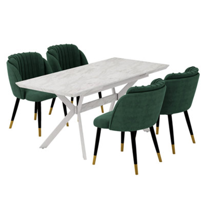Milano Blaze LUX Extendable Dining Set, a White Dining Table with 4 ...
