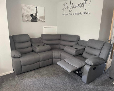 Milano Corner Recliner Sofa Grey Leather