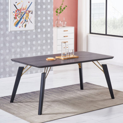 Milano Cosmo LUX Dining Set a Black Dining Table with 6 Pink Gold Dining Chairs