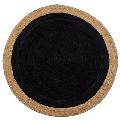 Milano Soft Jute Rug with Charcoal Centre - 200cm Diameter | DIY at B&Q