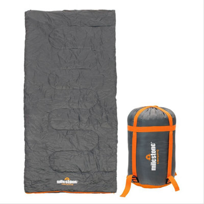 Milestone Camping Envelope Single Sleeping Bag - Grey | DIY at B&Q
