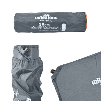 Milestone Self Inflating Camping Festival Mat 3.5CM Depth in Charcoal ...