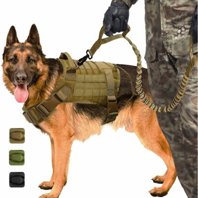 Military Tactical Dog K9 Working Dog Vest Nylon Bungee Leash Service ...