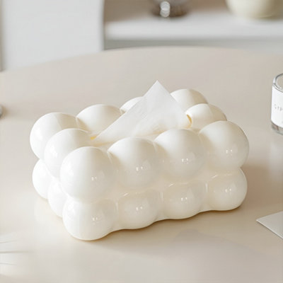 Milk White Stylish Ceramic Tissue Box for Living Room