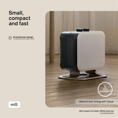 Mill Compact Fan Heater 1800W with Aluminium Foot
