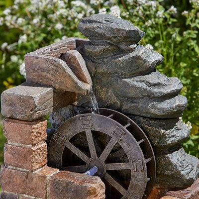Mill Solar Fountain Garden Water Feature Ornamental Patio Centrepiece ...