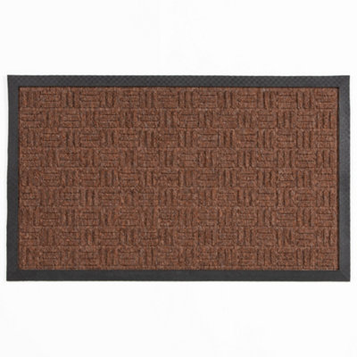 Millbrook Backed Polypropylene Mat 45x75cm Beige Cross Embossed Mat ...