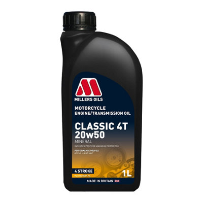Millers Oils Classic 4T 20w-50 Mineral Motorcycle Engine Oil API SG, SF ...
