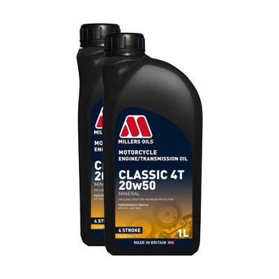 Millers Oils Classic 4T 20w-50 Mineral Motorcycle Engine Oil API SG, SF ...