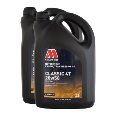 Millers Oils Classic 4T 20w-50 Mineral Motorcycle Engine Oil API SG, SF ...