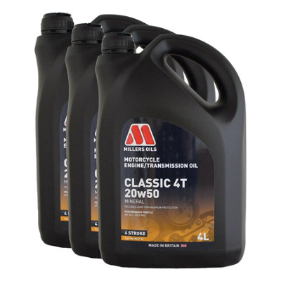 Millers Oils Classic 4T 20w-50 Mineral Motorcycle Engine Oil API SG, SF ...