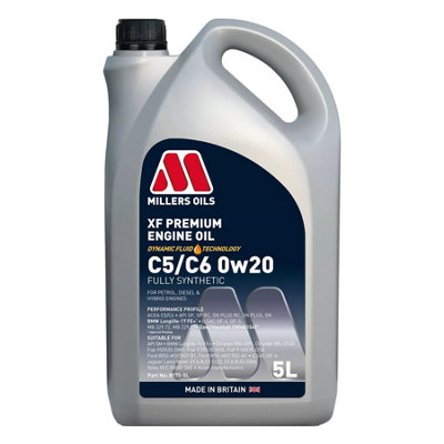 MILLERS OILS XF PREMIUM 0W20 FULLY SYNTHETIC ENGINE OIL ACEA C5/C6 - 5 ...