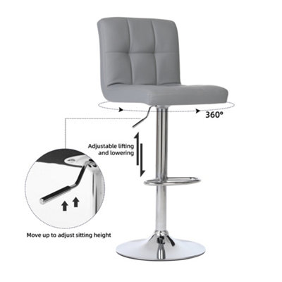 Millhouse Pair of Cuban Bar Stools with Backrest Adjustable Swivel Gas Lift Breakfast Bar Kitchen Home