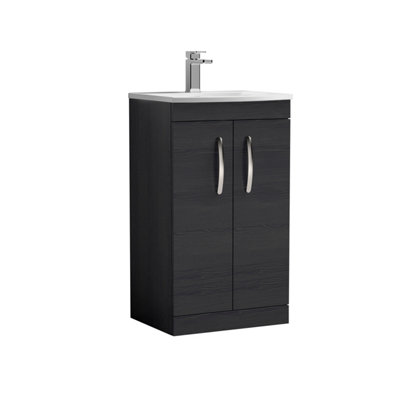 Millwich Contemporary 2 Door Floor Standing Vanity Unit with Curved ...