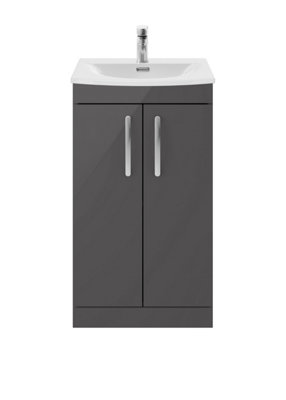 Millwich Contemporary 2 Door Floor Standing Vanity Unit with Curved ...