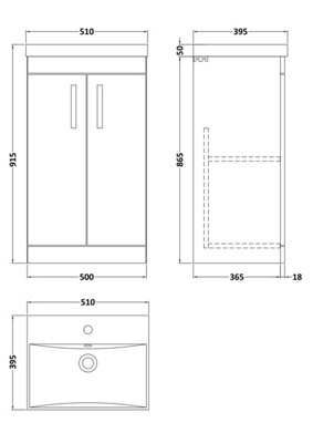 Millwich Contemporary 2 Door Floor Standing Vanity Unit with Thin Edge ...
