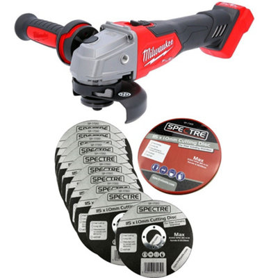 Milwaukee FUEL Brushless Angle Grinder 18V Cordless Slide Switch + x10 ...