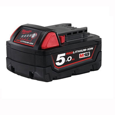 Milwaukee M18B5 18v 5AH M18 Battery Li-Ion REDLITHIUM REDLINK | DIY at B&Q