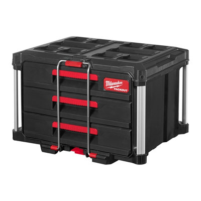 Milwaukee PACKOUT 3 Drawer Tool Box Organiser Stackable Tool Storage 4932472130 | DIY at B&Q