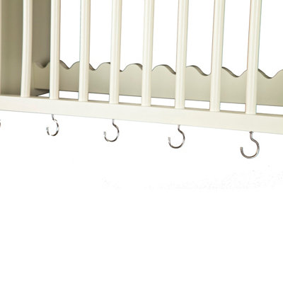 Minack Buttermilk / Cream Wooden Kitchen Plate Rack, Shelf, Hooks, Wall ...