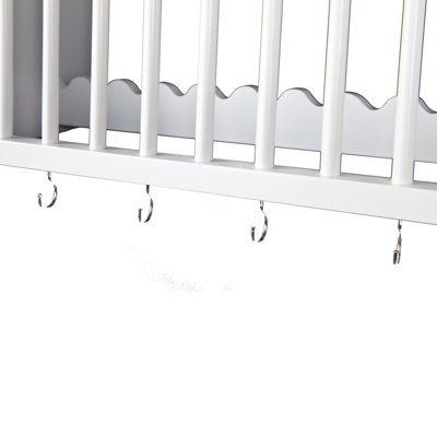 Minack White Wooden Kitchen Plate Rack, Shelf, Hooks, Wall mounted ...