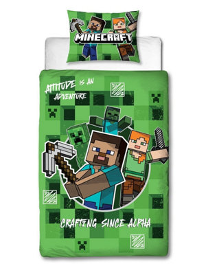 Minecraft Block Check Single Panel Duvet Cover and Pillowcase Set