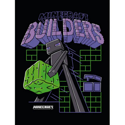Minecraft Builders Canvas Print Black/Multicoloured (40.5cm x 30.5cm x 2cm)