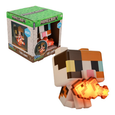Minecraft Cat GloBuddies Light, 15cm Tap-to-On Lamp with Light-Up Fish ...