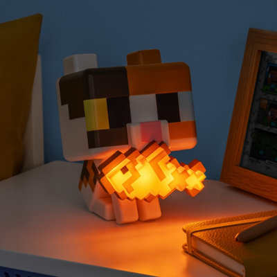 Minecraft Cat GloBuddies Light, 15cm Tap-to-On Lamp with Light-Up Fish ...