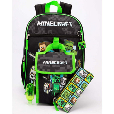 Minecraft Childrens/Kids Time To Mine Backpack Set Black/Green (One Size)