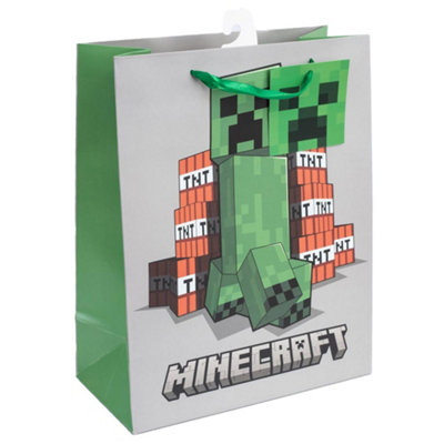 MINECRAFT CREEPER GIFT BAG GREY/GREEN (M)