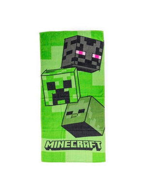 Minecraft Creeper Tower Beach Towel