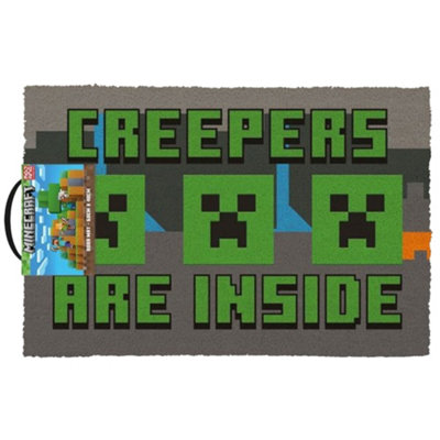 Minecraft Creepers Need Hugs Coir Door Mat Grey/Black/Green (One Size)