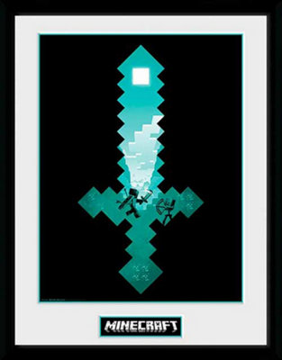 Minecraft Diamond Sword 30 x 40cm Framed Collector Print | DIY at B&Q