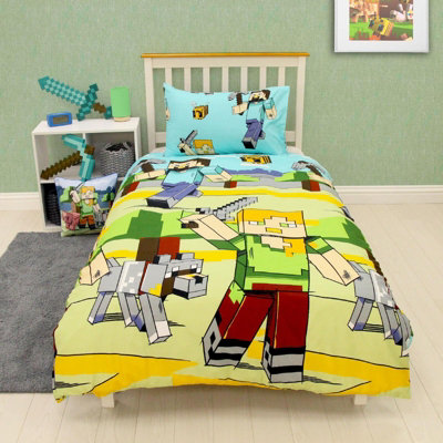 Minecraft Duvet Cover Pillowcase Quilt Single Adventure Bedding Set ...